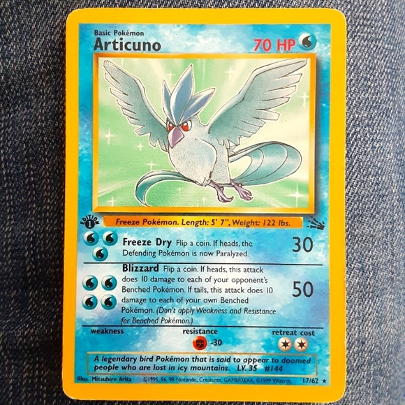 Pokemon | Toys | Lp Wotc St Edition Non Holo Articuno 1762 Fossil ...